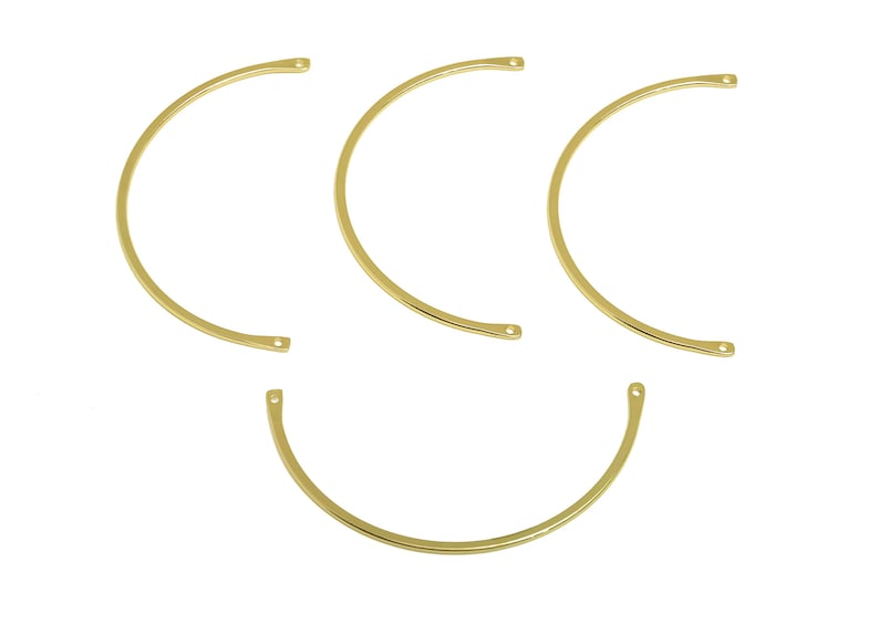 Brass Semicircle Connector - Gold Curved Bar Half Circle Charm ...