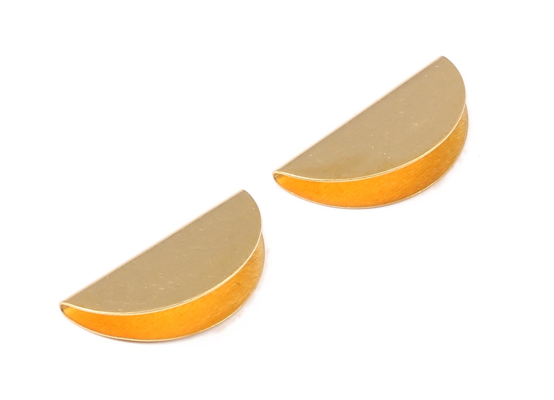 Brass Half Moon Crimp - Raw Brass Semicircle Ribbon Crimp End Earrings ...