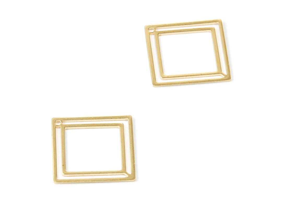 Brass Square Charms - Square Raw Brass Pendant - Earring Findings ...