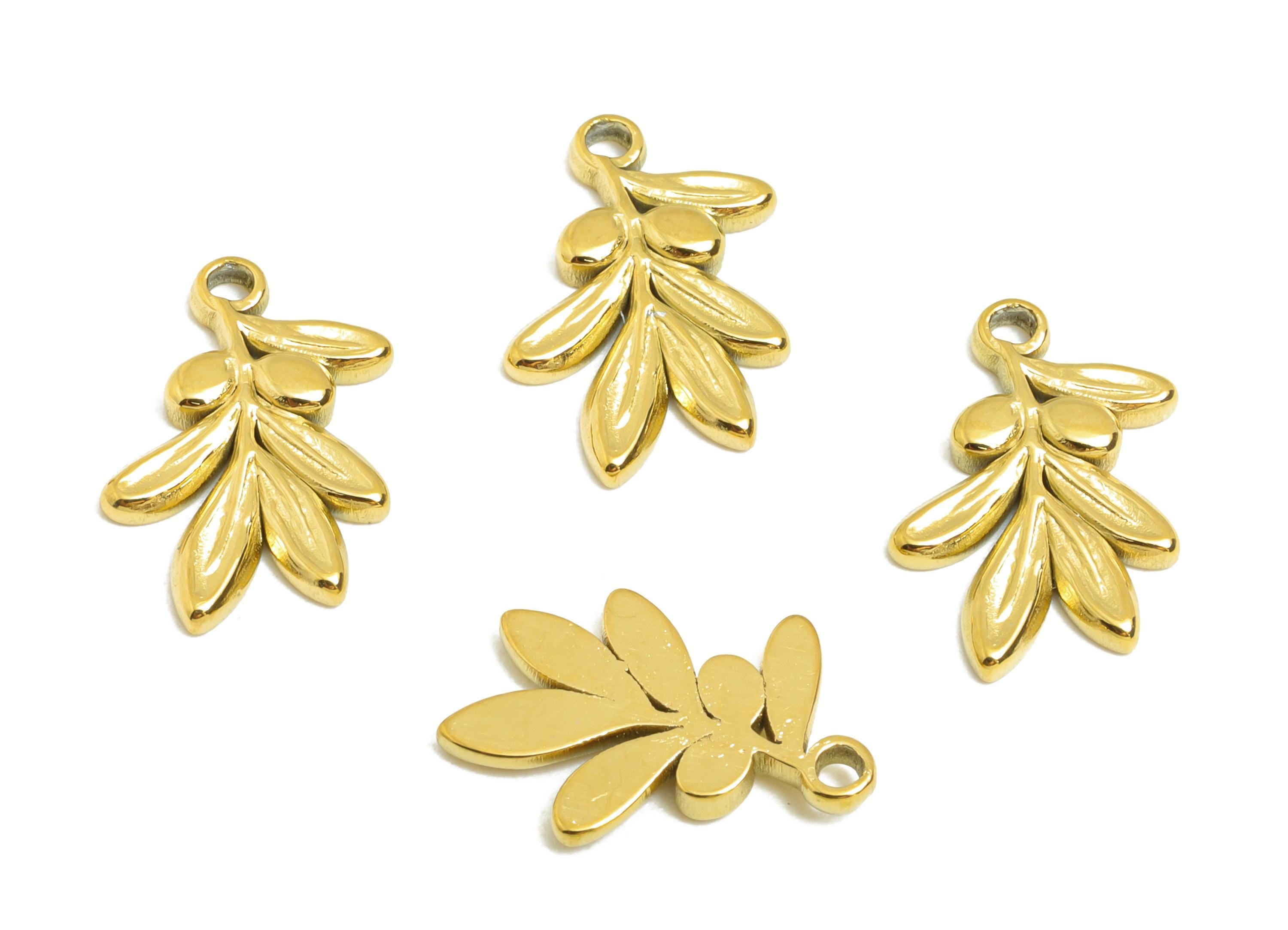 Steel Olive Branch Charm - Good Lucky Leaf Charm for Necklace ...