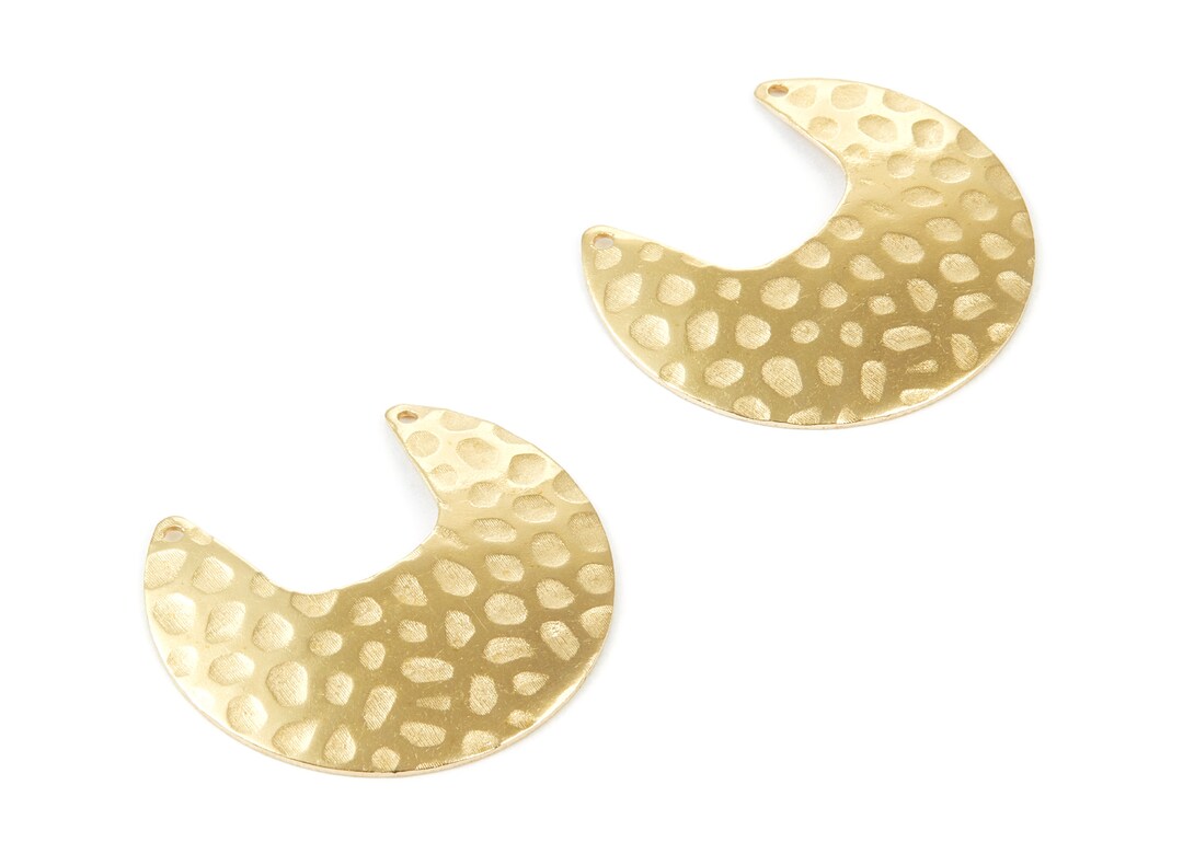 Brass Hammered Half Moon Charms - Half Moon Shaped Raw Brass Connector ...