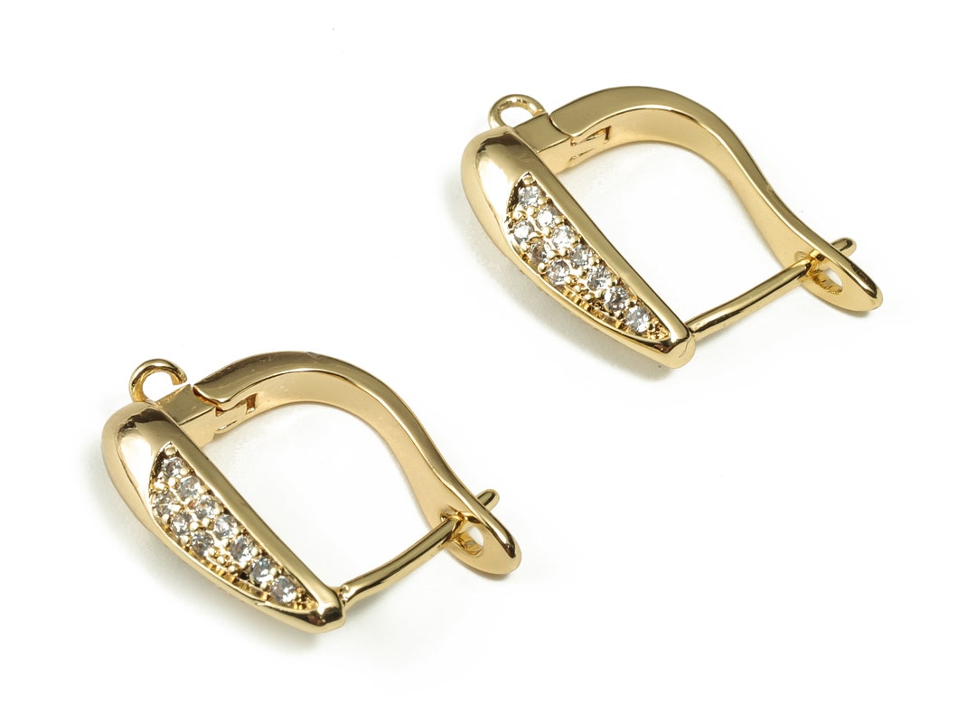 Brass Hoop Earring With Open Ring – Zircon Earring Stud – DIY Earring ...