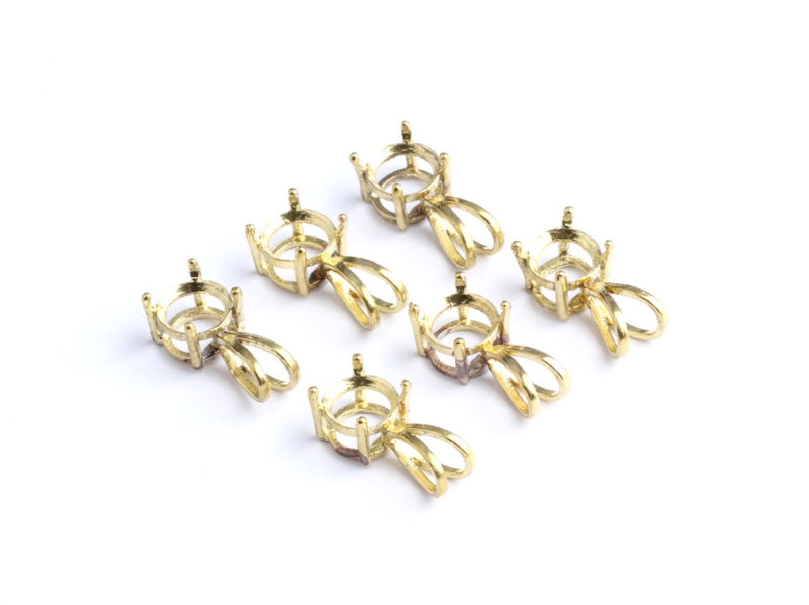 Brass Prong Setting Circle Shaped Setting Earring - Etsy