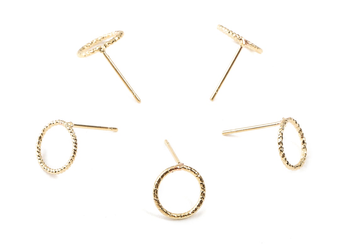 Brass Round Earing Post - Brass Circle Earring Stud - 18K Real Gold ...
