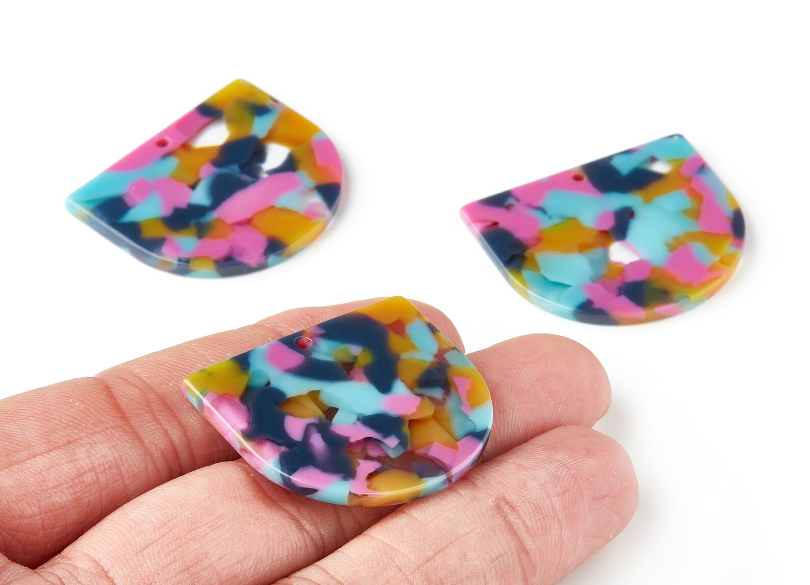 Acetate D Earring Charms - D Shaped Pendant - Earring Findings ...