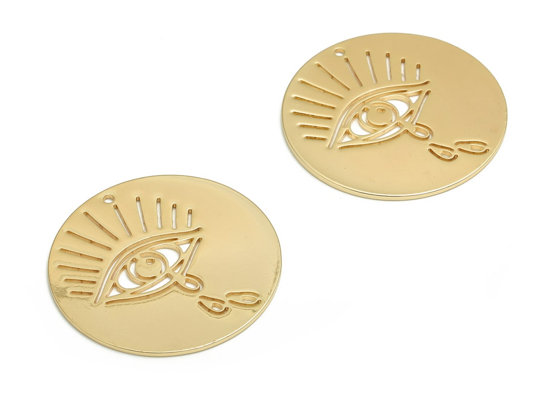 Crying Eye Coin Pendant Charm – Round Earring Charm – Circle Tear Drop ...