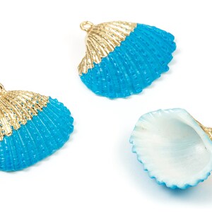 Mussel Shell Charms - Seashell Earrings and Pendant - Gold Tone Plated ...