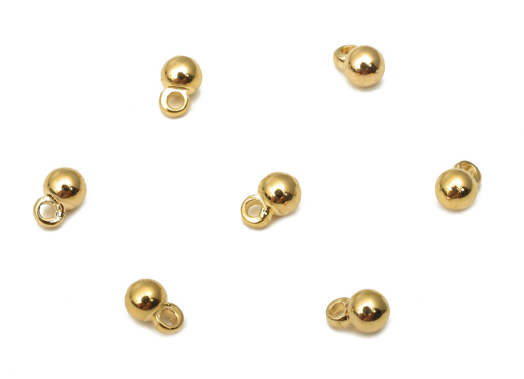 Brass Small Round Ball Earring Charm - Brass Tiny Pendants - Gold Mini ...