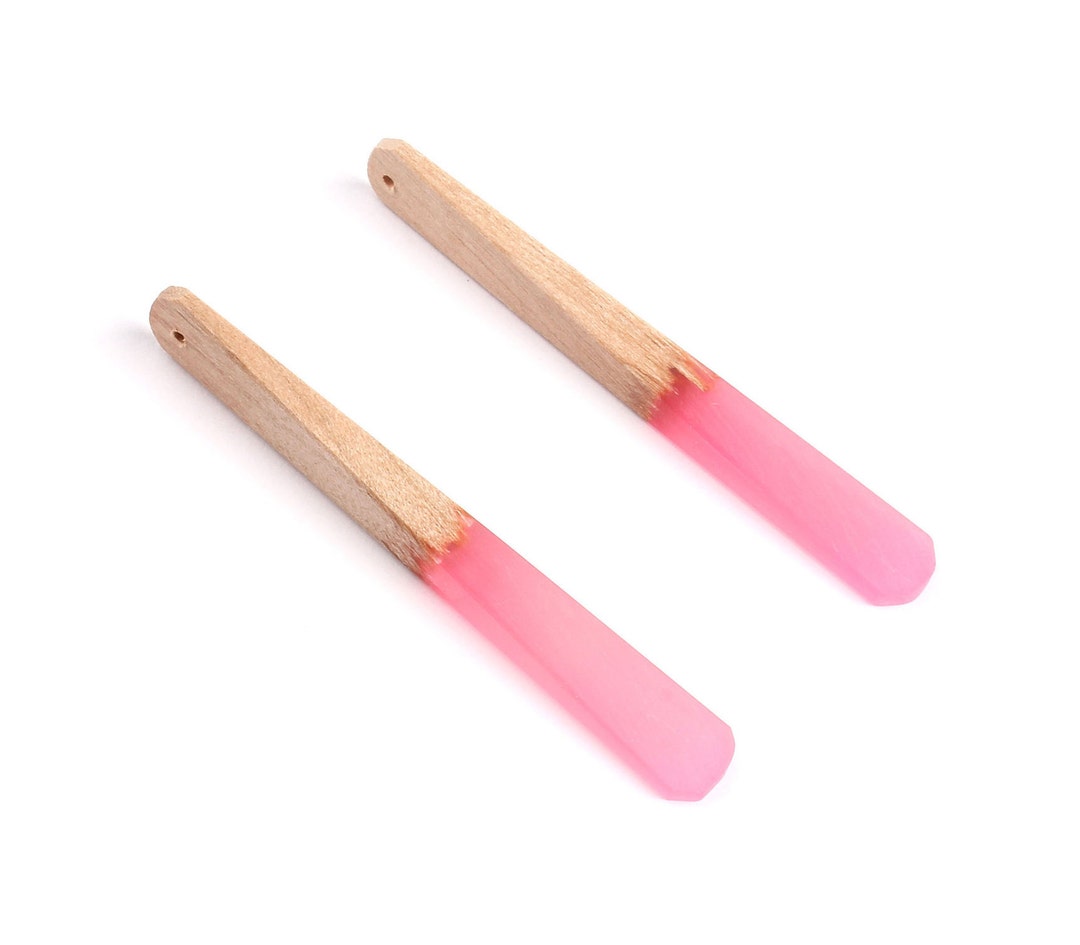 Epoxy Cherry Wood Pendant - Pink Stick Shaped Epoxy Pendant - Cherry ...