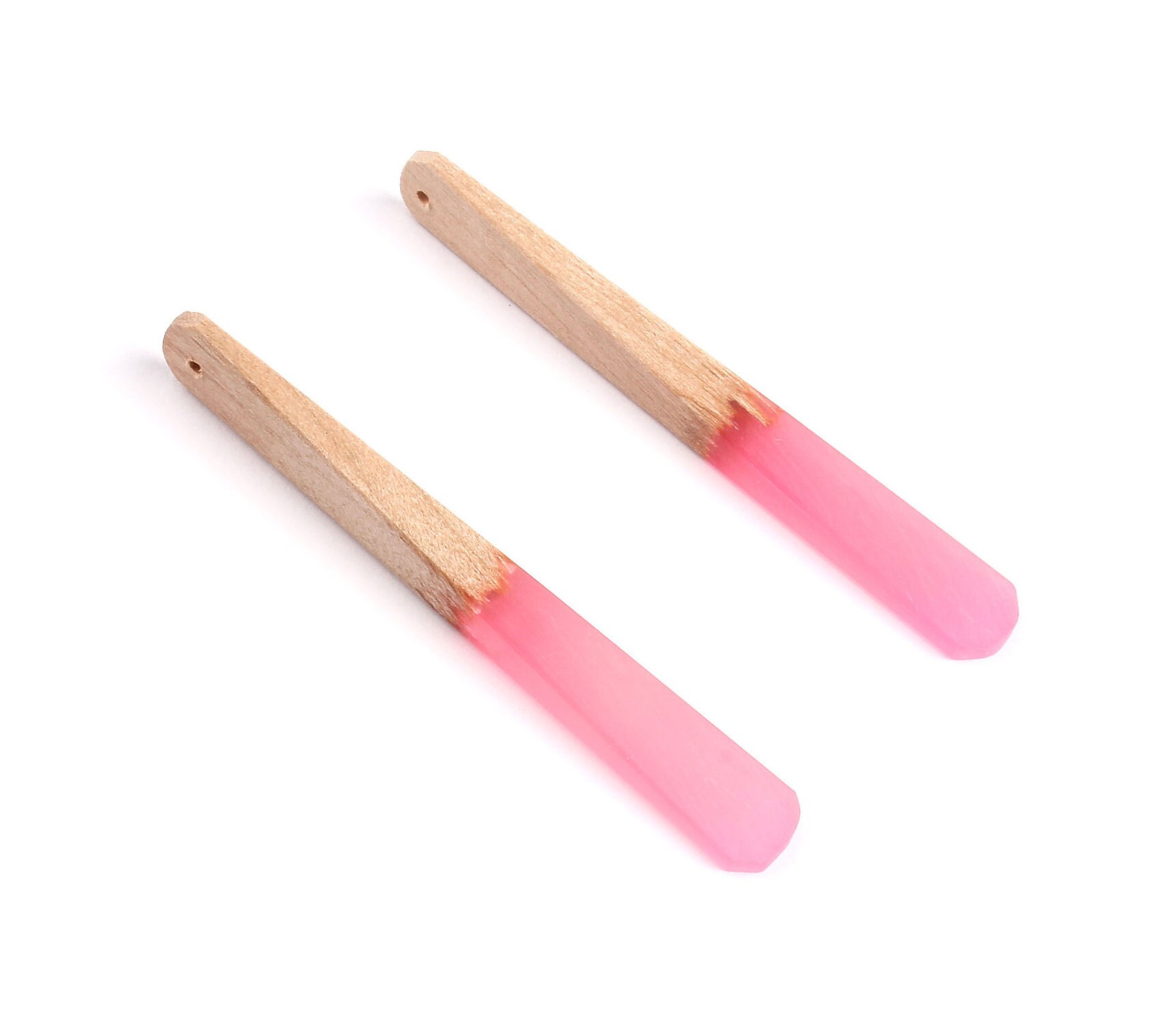 Epoxy Cherry Wood Pendant Pink Stick Shaped Epoxy Pendant - Etsy