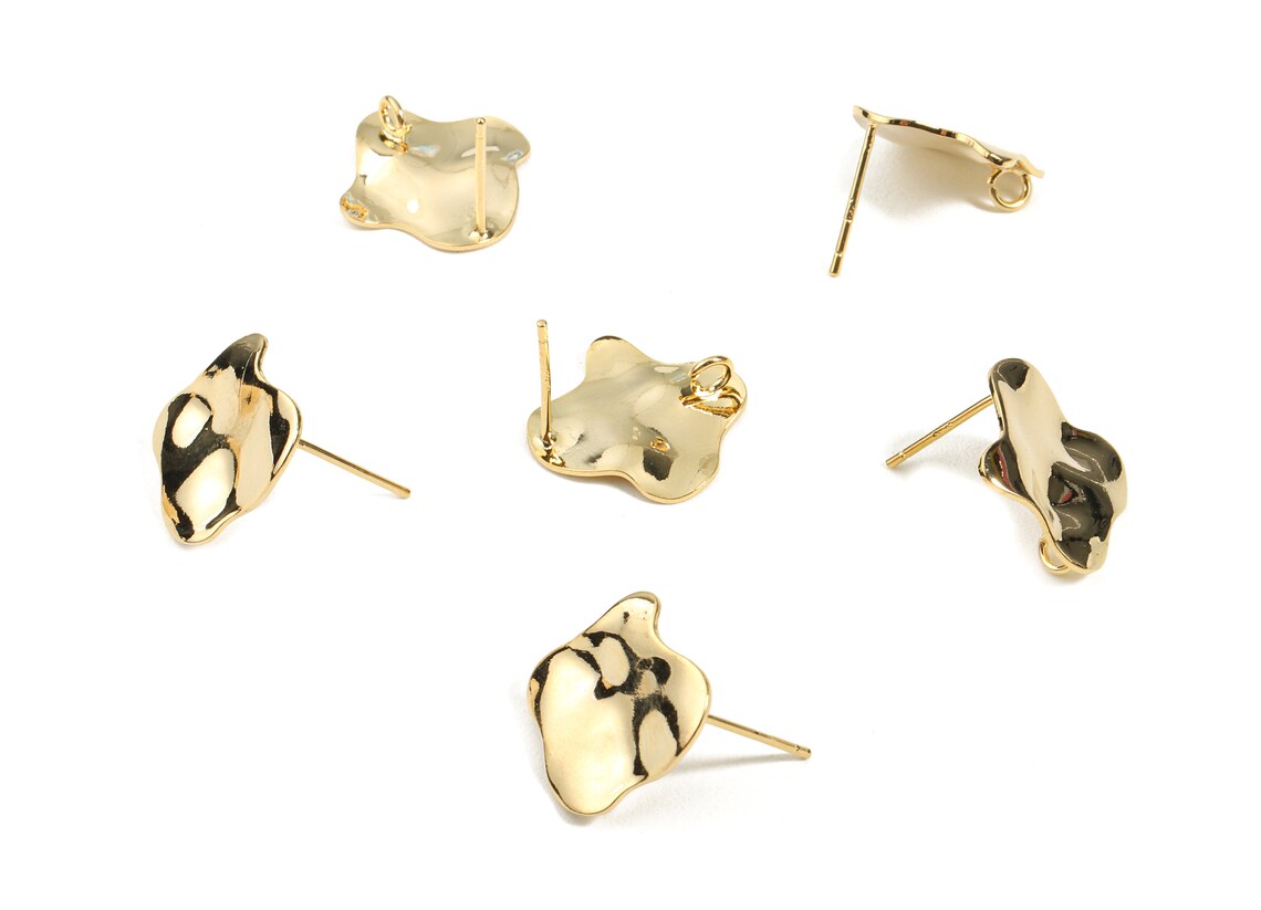 Brass Earing Stud With Loop Brass Earring Post 18K Real - Etsy
