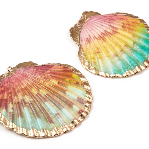 Mussel Shell Charms Seashell Earrings and Pendant Gold | Etsy