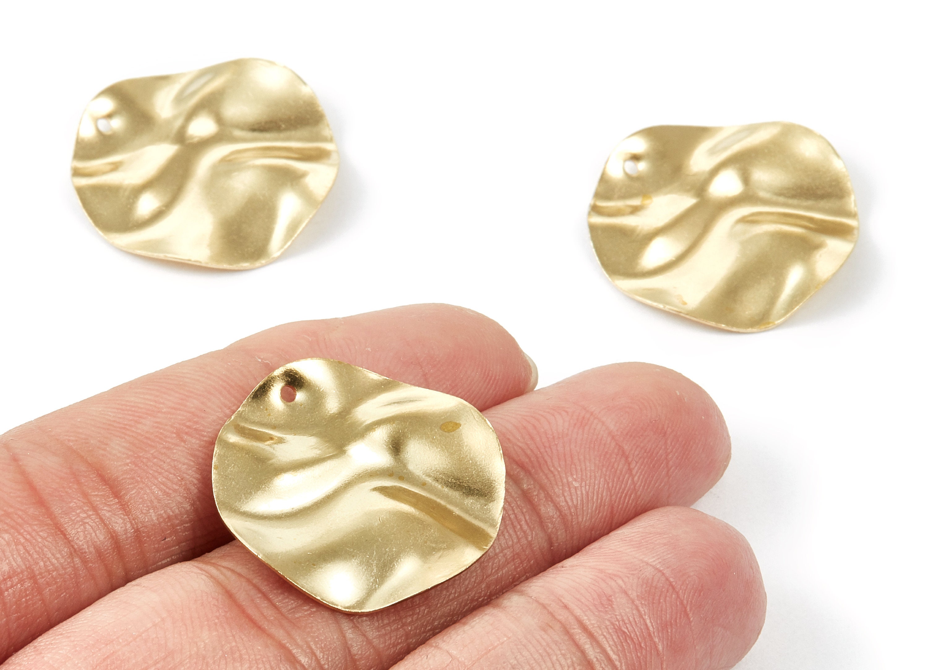 Brass Wavy Disc Charms - Wavy Disc Raw Brass Pendant - Earring Findings ...