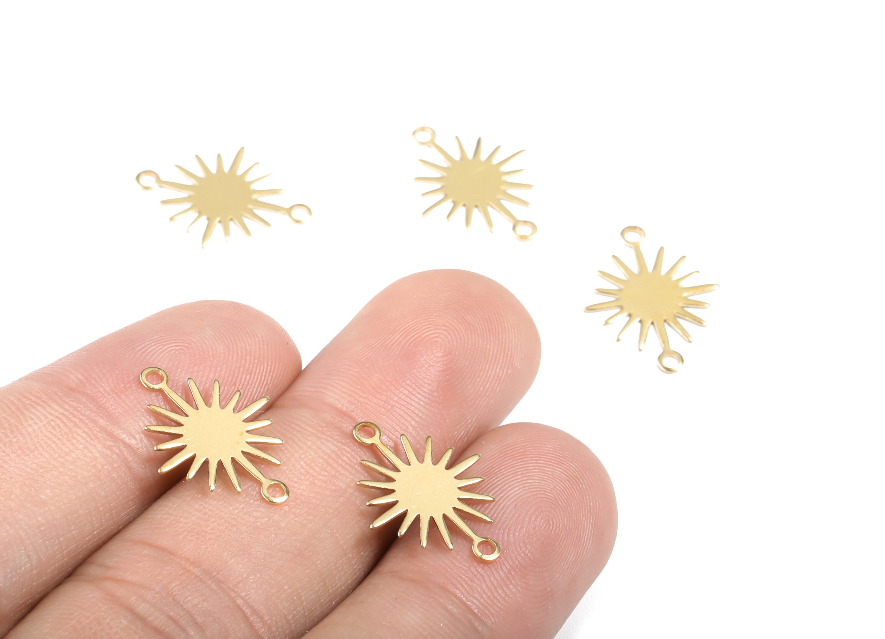 Raw Brass Connector - Sun Shaped Brass Charms - Jewelry Supplies - 17 ...