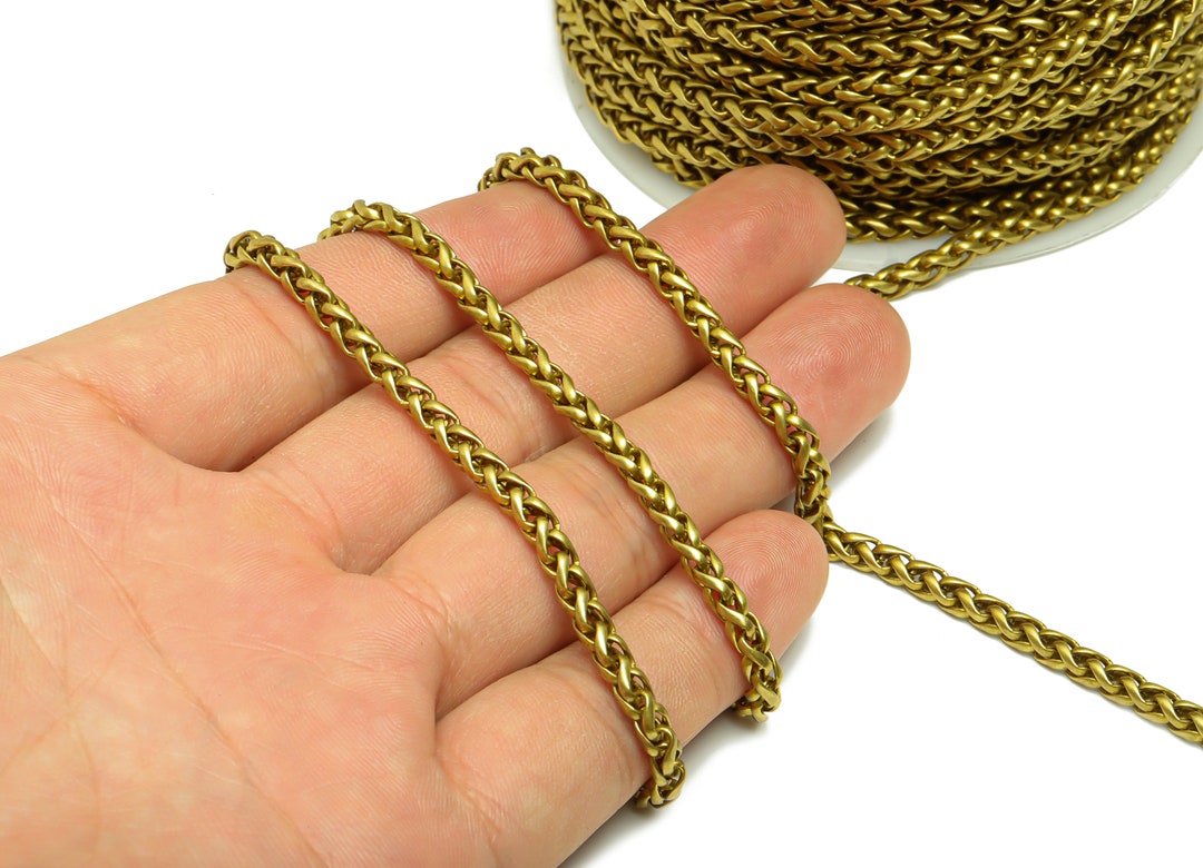 4.0 Braid Chain - Raw Brass Wheat Chain - Knitted Chain - Raw Brass ...