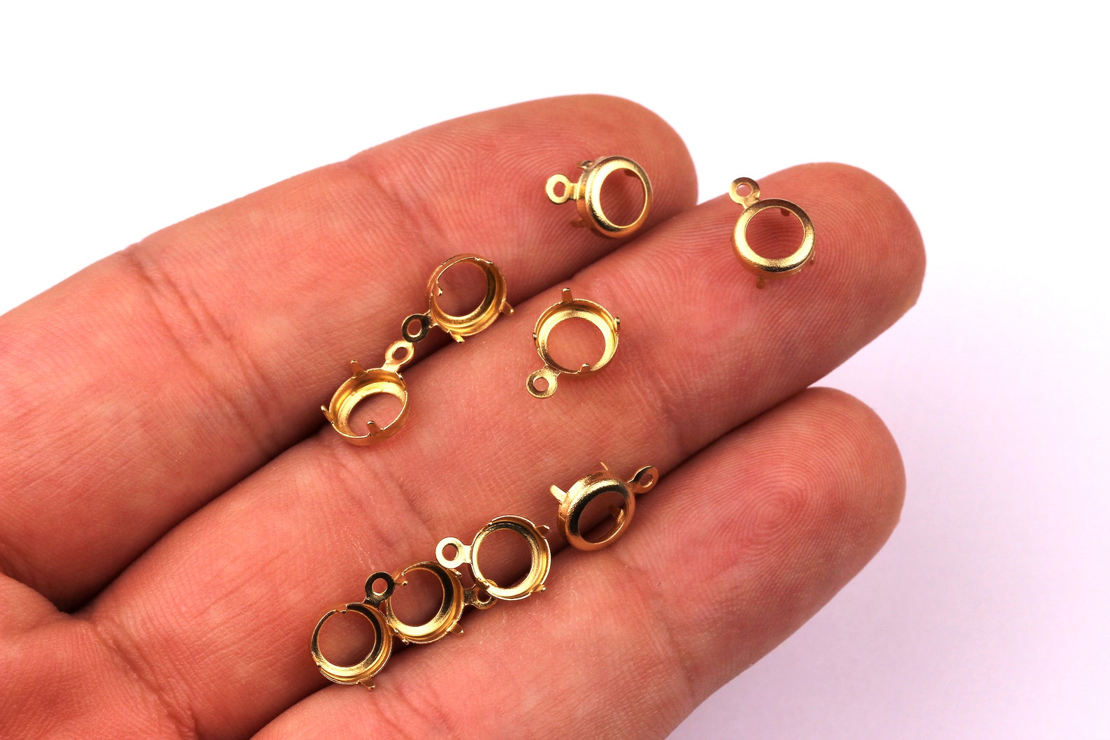Brass Prong Setting Circle Shaped Setting Earring - Etsy
