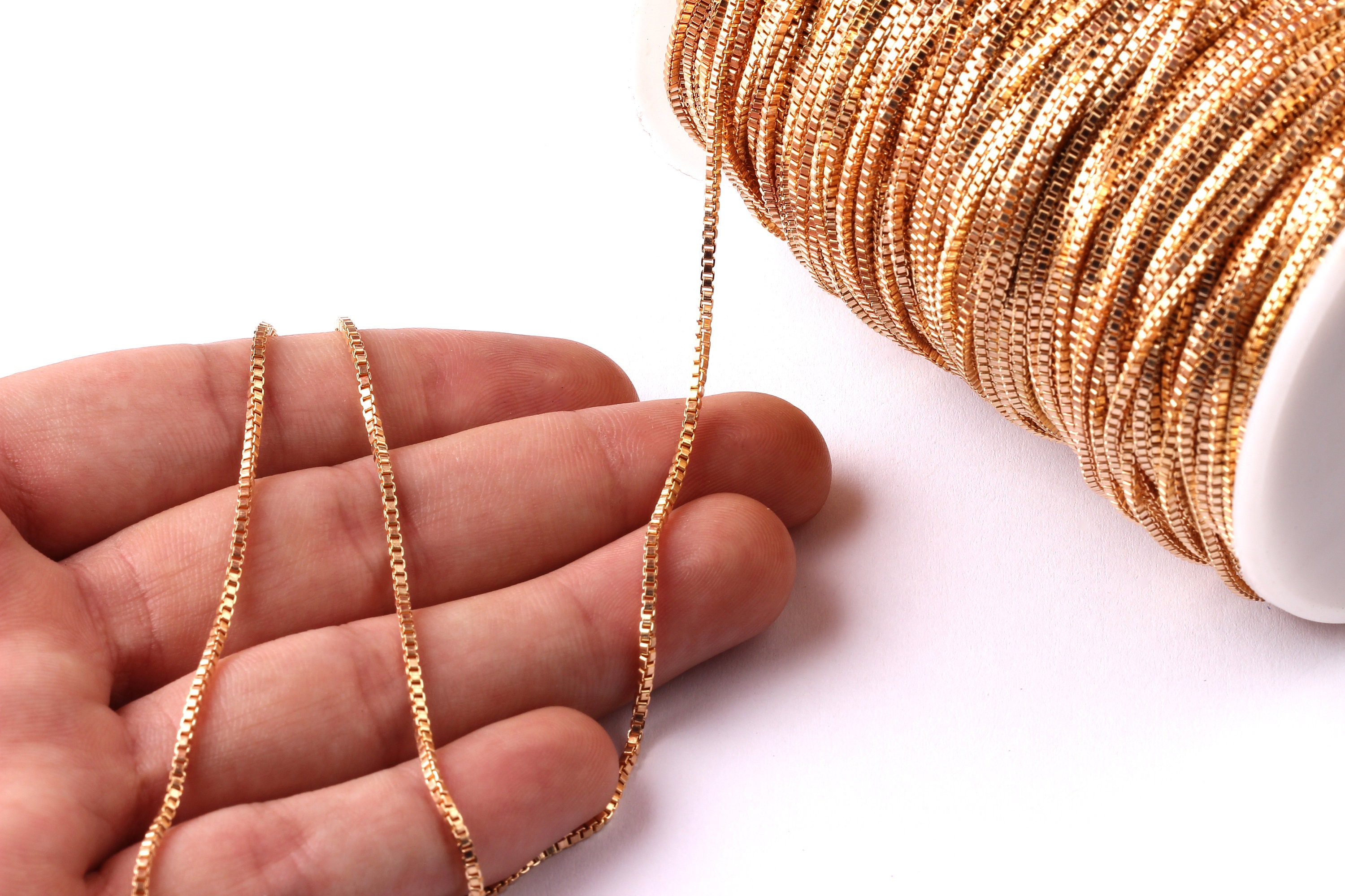 Cube Box Chain Link Square Chain Raw Brass Chain Tiny | Etsy