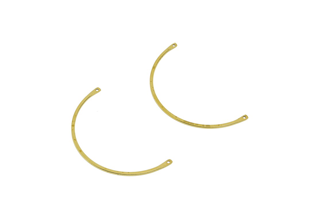Brass Semi Circle Earring Connector - Raw Brass Hammered Half Moon ...