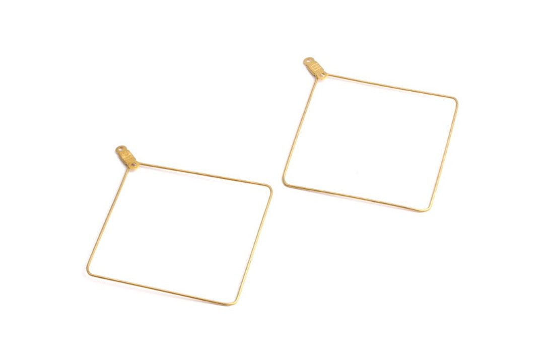 Raw Brass Earring Hoops - Square Shaped Ear Wire - Geometric Earring ...