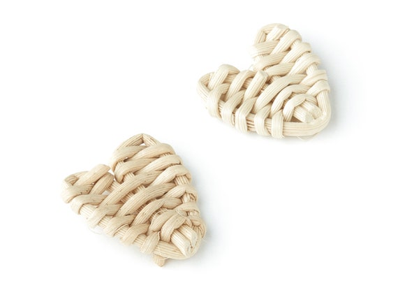 Handwoven Rattan Earrings Heart Shaped Rattan Pendant - Etsy