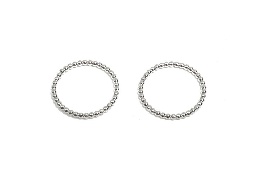 18mm Ball Wire Chian Ring - Dainty Beaded Band - Brass Solid Thin Ring ...