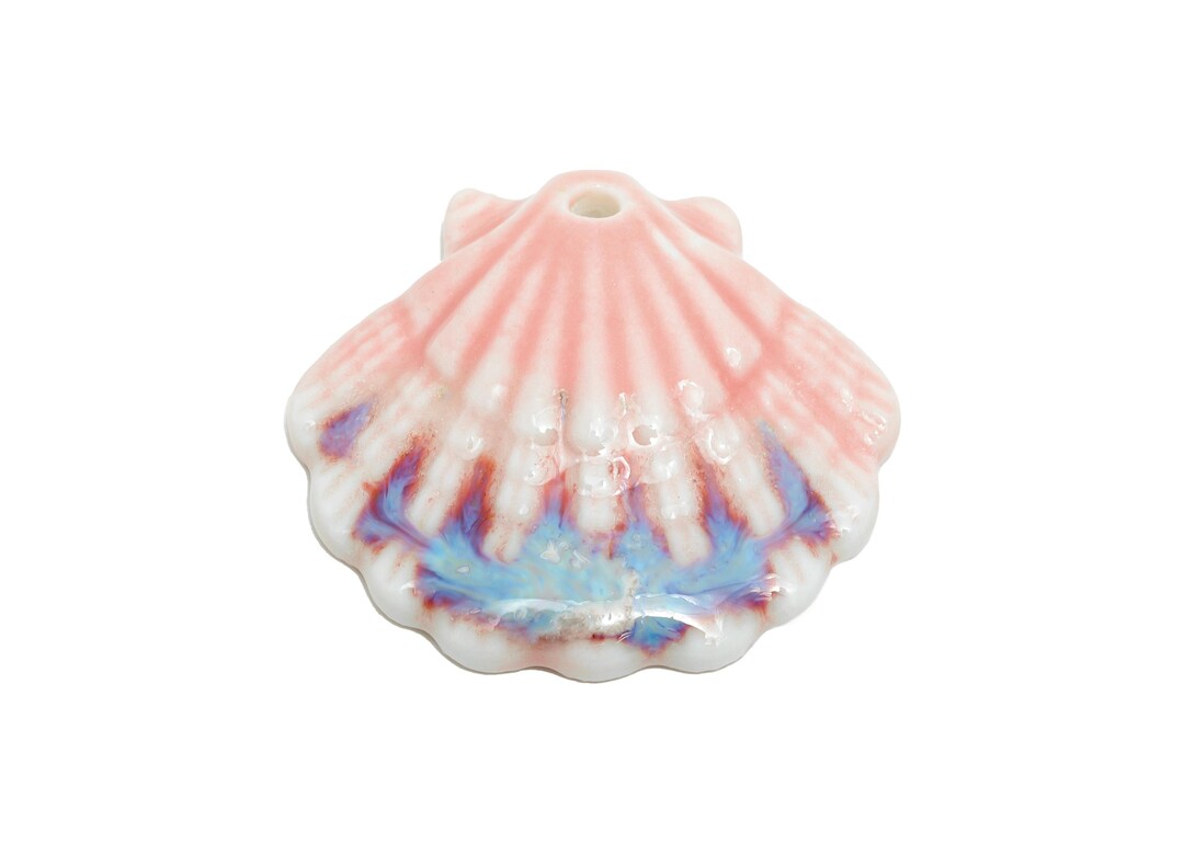 Ceramic Seashell Bead - Textured Coastal Handmade Bead - Sea Life ...