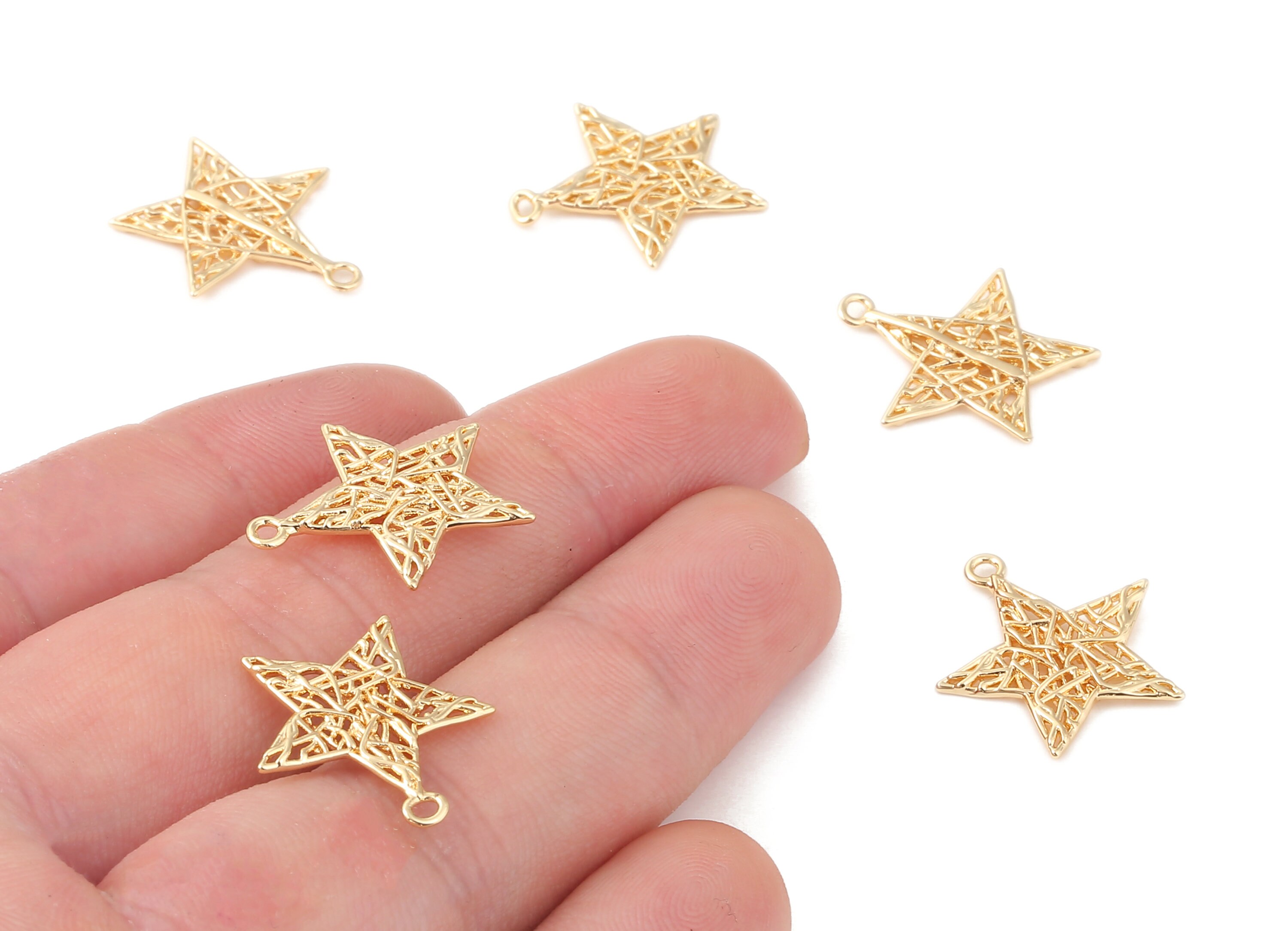 Brass Star Charms - Brass Star Pendant - 18K Real Gold Plated Brass ...