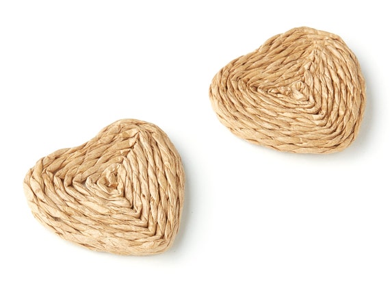 Handwoven Rattan Earrings Heart Shaped Rattan Pendant - Etsy