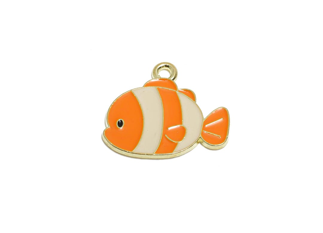 Alloy Clownfish Enamel Charm - Colorful Marine Life Earring Charm ...