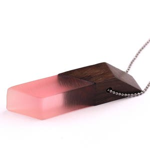 Wood Resin Pendant Natural Monzo Wooden Charms Pink Epoxy Resin ...