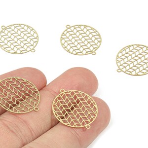Brass Round Connector - Raw Brass Chevron Round Connectors for Bracelet ...