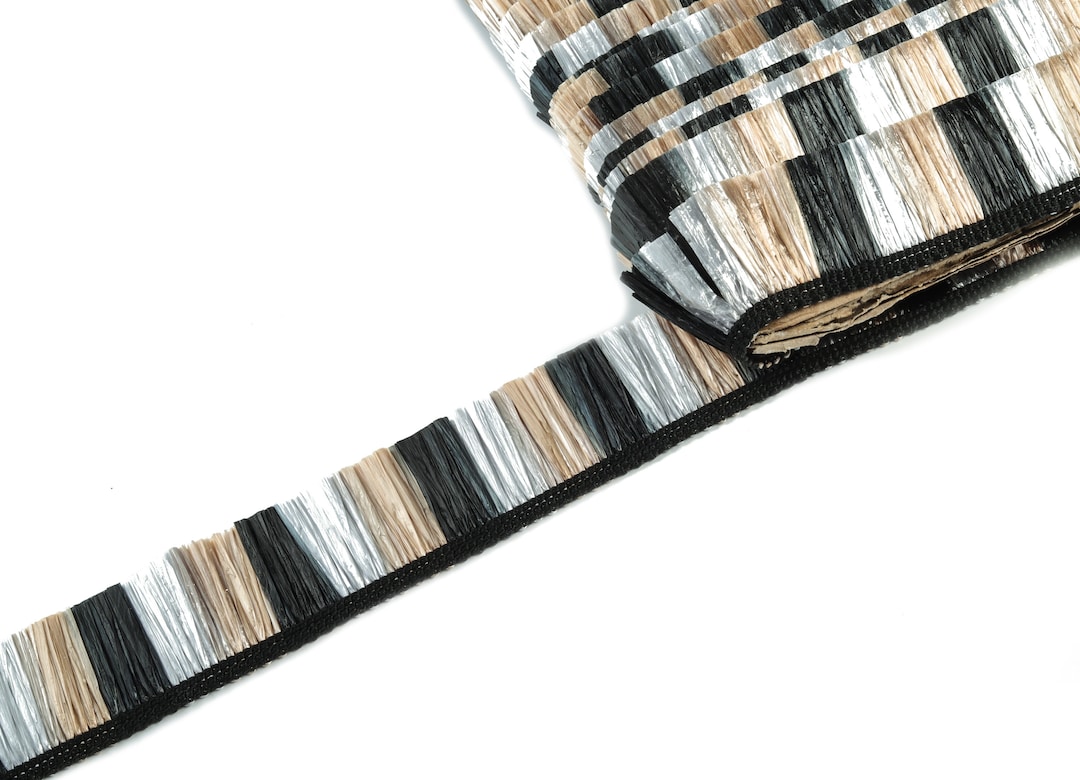 Raffia Tassels Strip - Natural Raffia Grass - Gold Silver Black Color ...