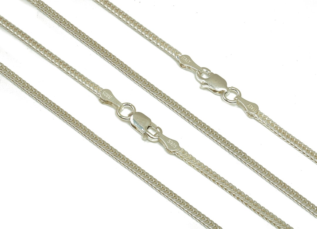 Silver Byzantine Cube Snake Chain - 45cm Finish Rope Spike Chain - 925 ...