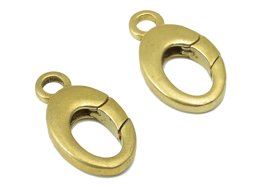 Brass Oval Clasp - Raw Brass Round Hoop Clasp - Brass Hoop Clasp With ...