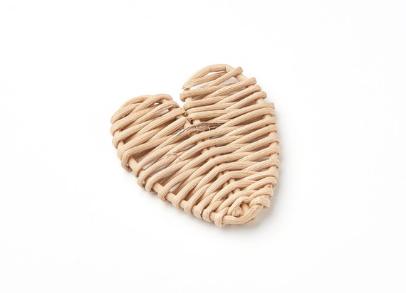 Handwoven Rattan Earrings Heart Shaped Rattan Pendant - Etsy