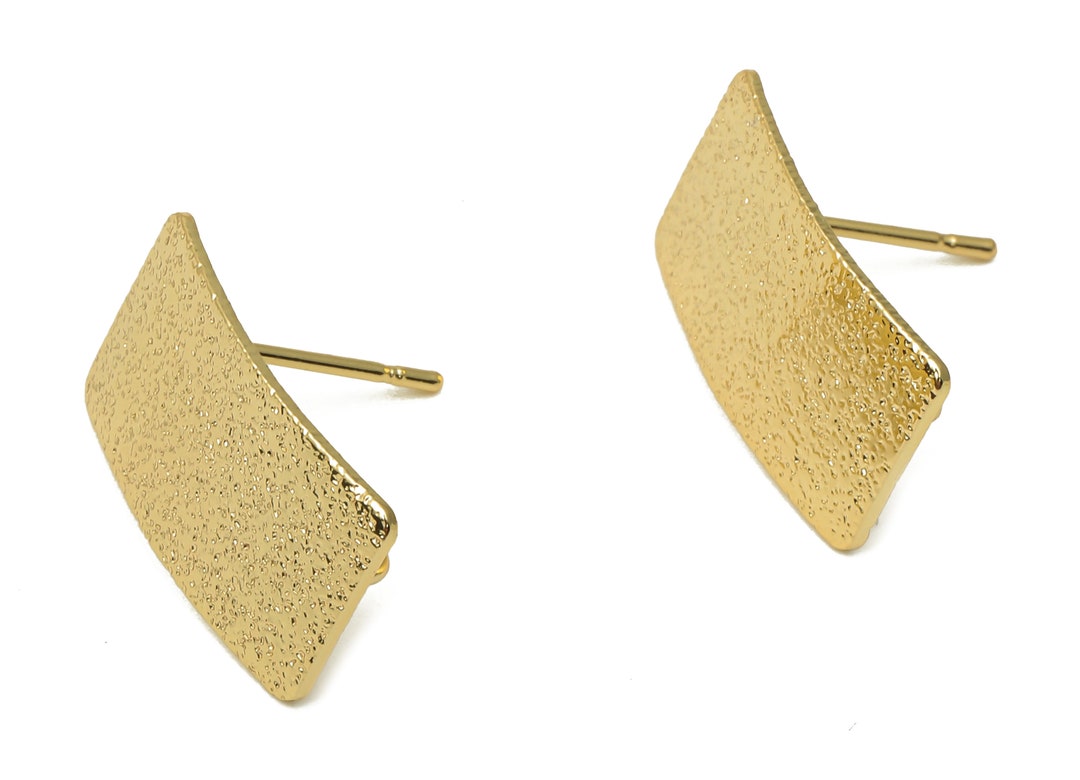 Brass Curved Rectangle Earring Posts - Earring Stud With Loop ...