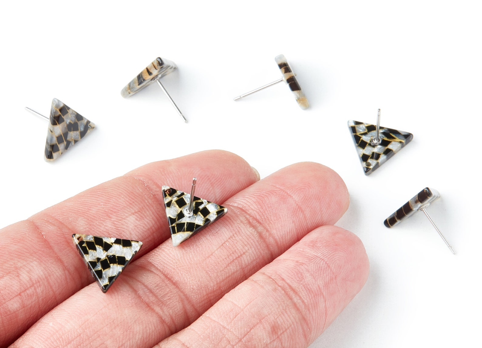 Acrylic Earring Stud - Stainless Steel Stud - 1 Hole - Triangle Shaped ...
