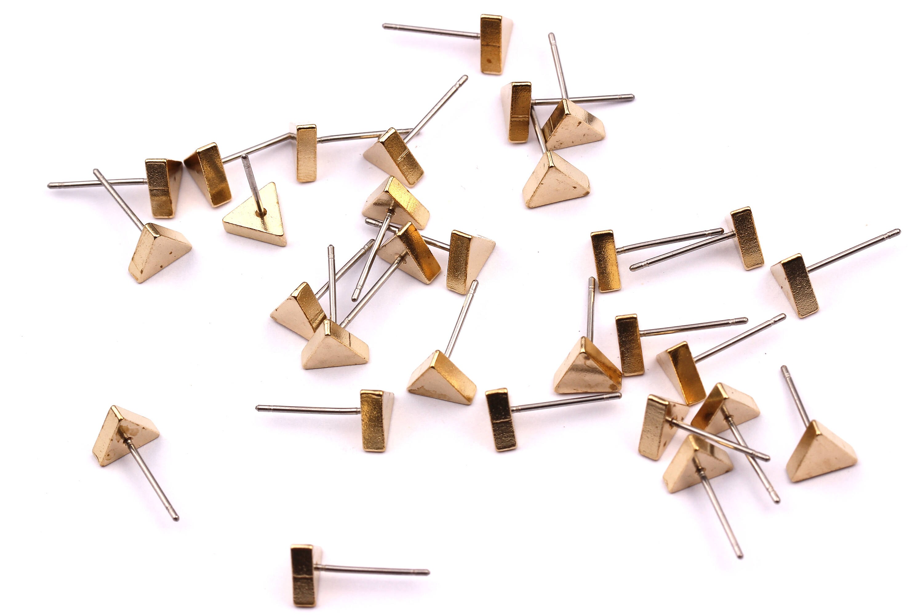 Triangle Stud Raw Brass Triangle Stud Stainless Steel - Etsy