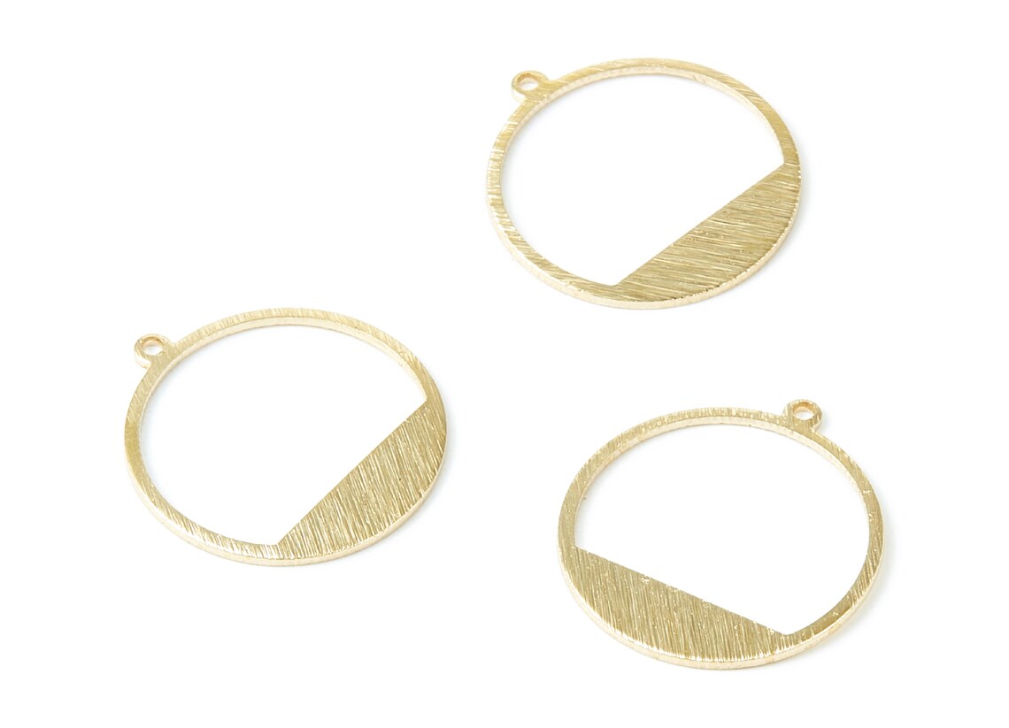 Brass Circle Charms - Textured Circle Shape Raw Brass Pendant - Earring ...