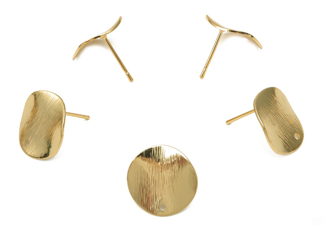 Brass Round Textured Wavy Earring Stud - Wave Circle Post - 316 ...