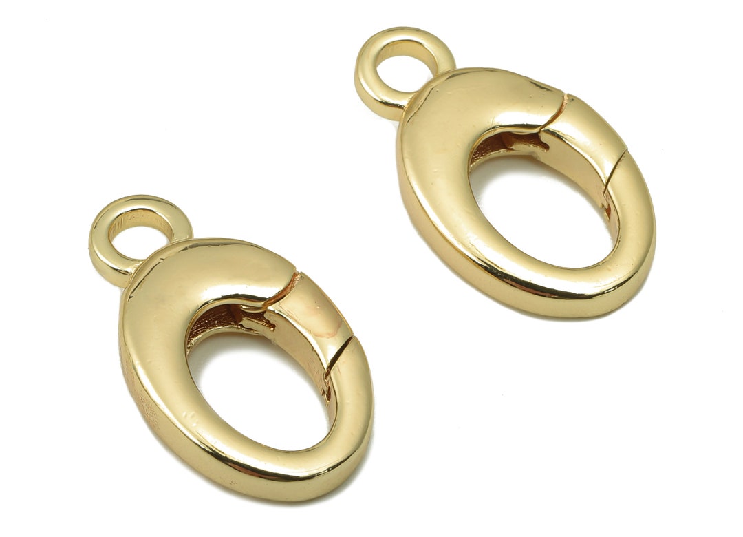 Brass Oval Lobster Clasp - Brass Mini Clasp With Loop - Brass Earring ...