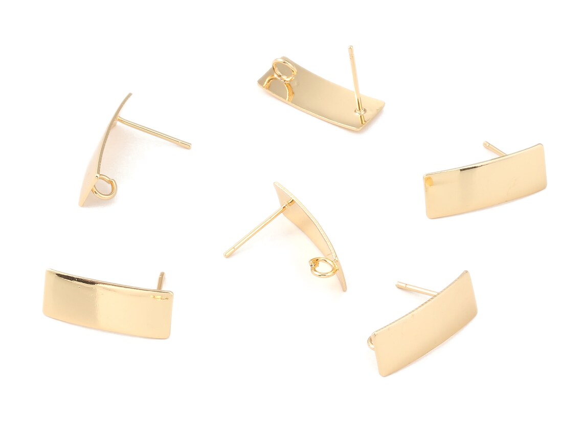 Brass Rectangle Earing Post Brass Rectangle Earring Stud - Etsy