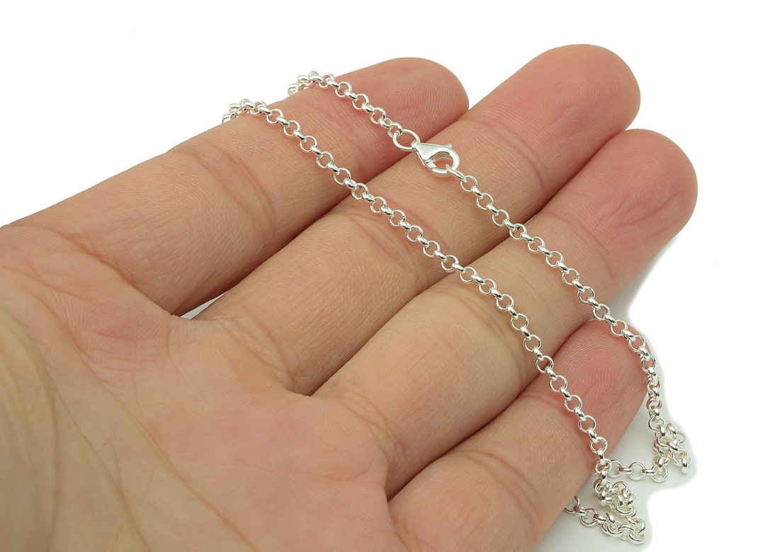 Silver Rolo Chain - 2.5mm Rolo Chain - 13.2" Finished Rolo Chain - 925 ...