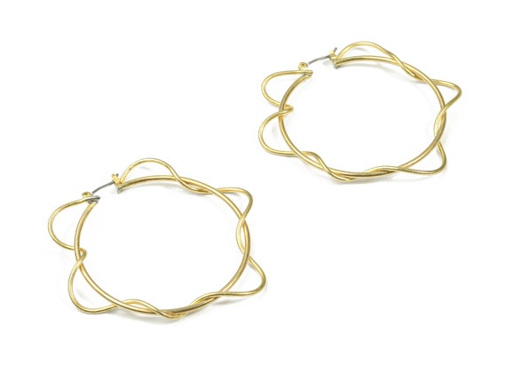Brass Stud Hoop Raw Brass Circle Earring Ear Wires Braid | Etsy