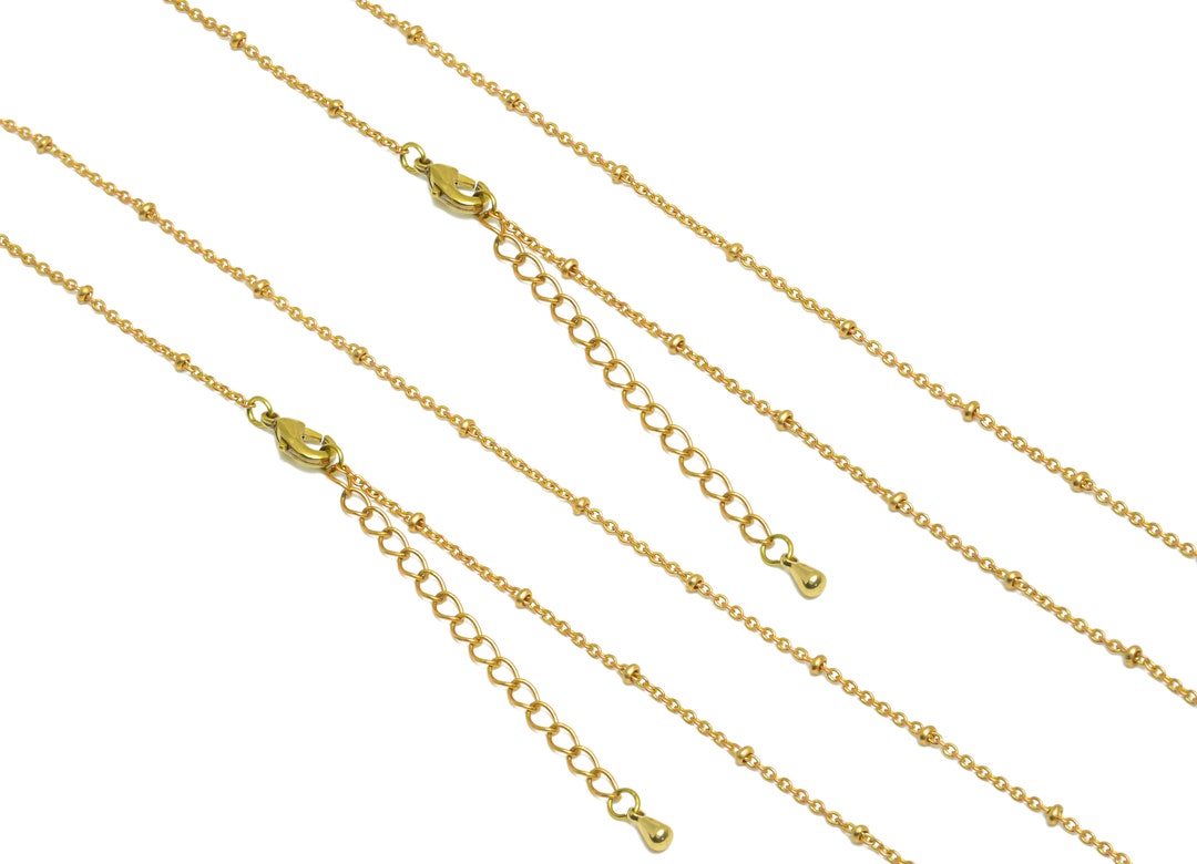 Brass Beaded Finished Chain - 43.5+6CM Brass Ball Beaded Chain - Raw ...