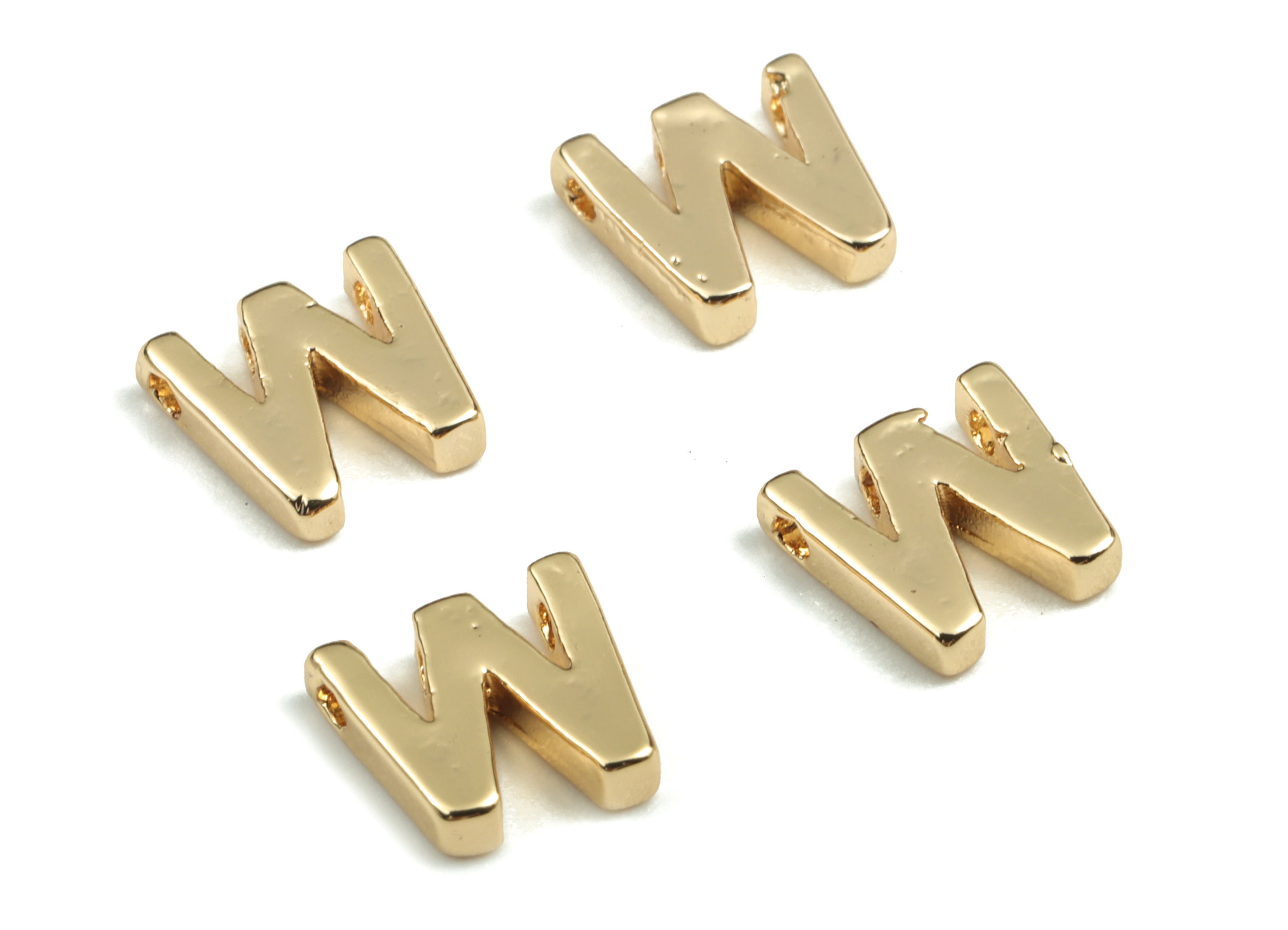 Brass Capital Letter W Charm – Brass Initial Beads – Brass Necklace ...