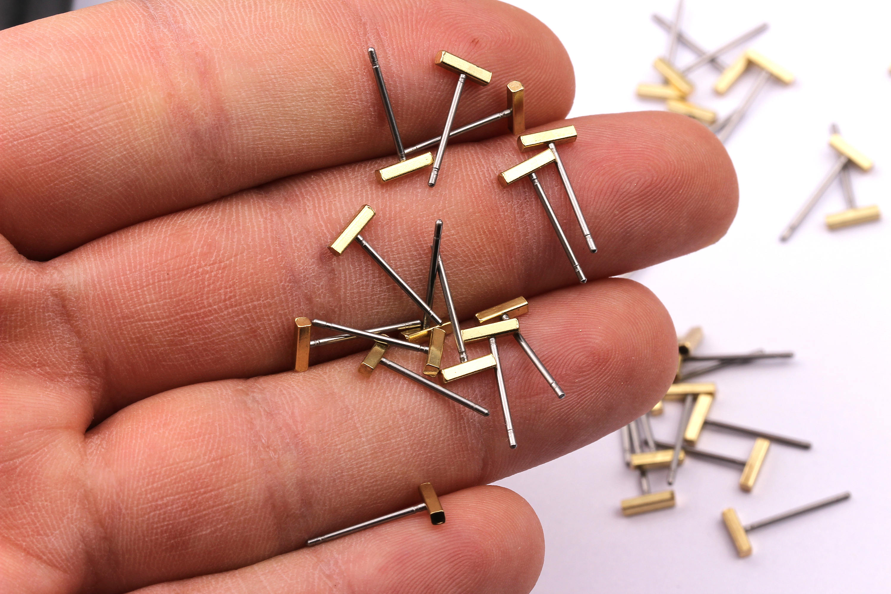 Rectangle Bar Stud Raw Brass Flat Bar Stud Stainless Steel - Etsy
