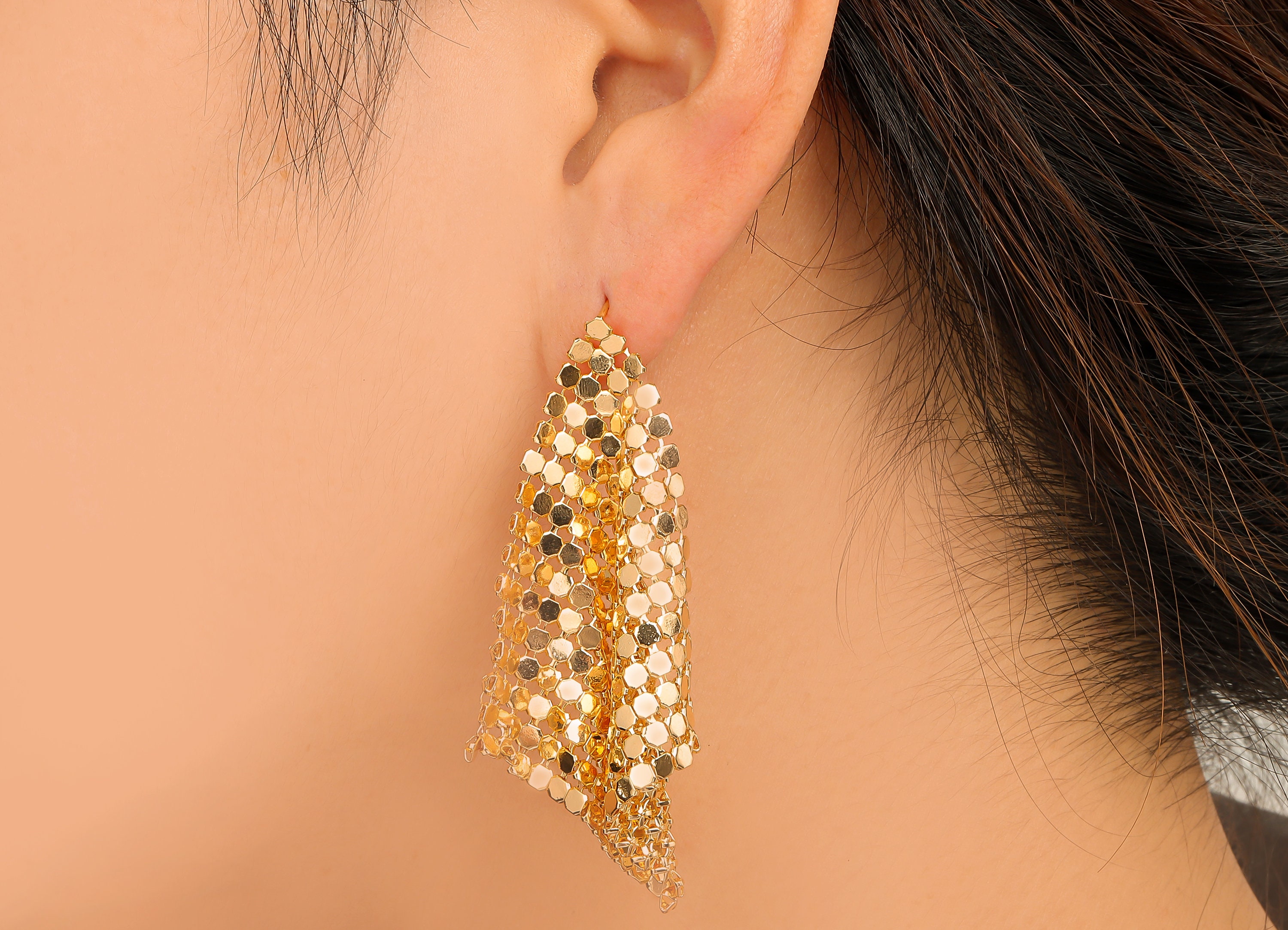 Brass Square Mesh Earring Post - Brass Square Mesh Earring Stud - 18K ...