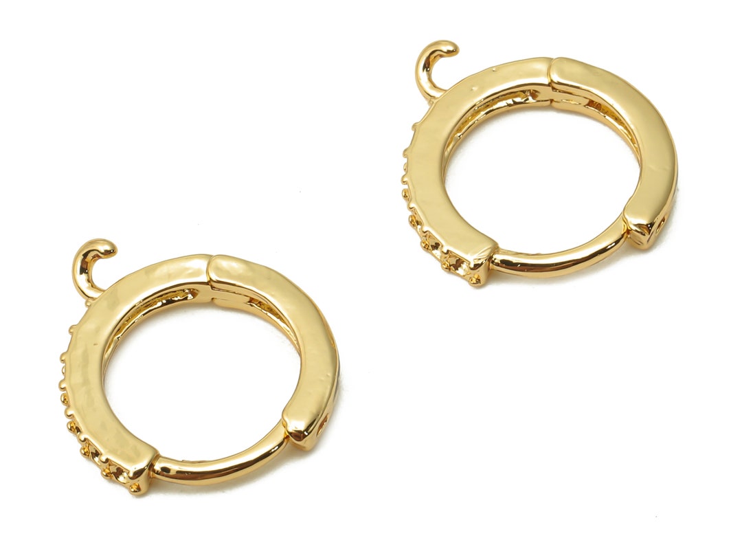 Brass Round Hoop Earring Clasps - Gold Plated Hoop With Loop - Huggie ...
