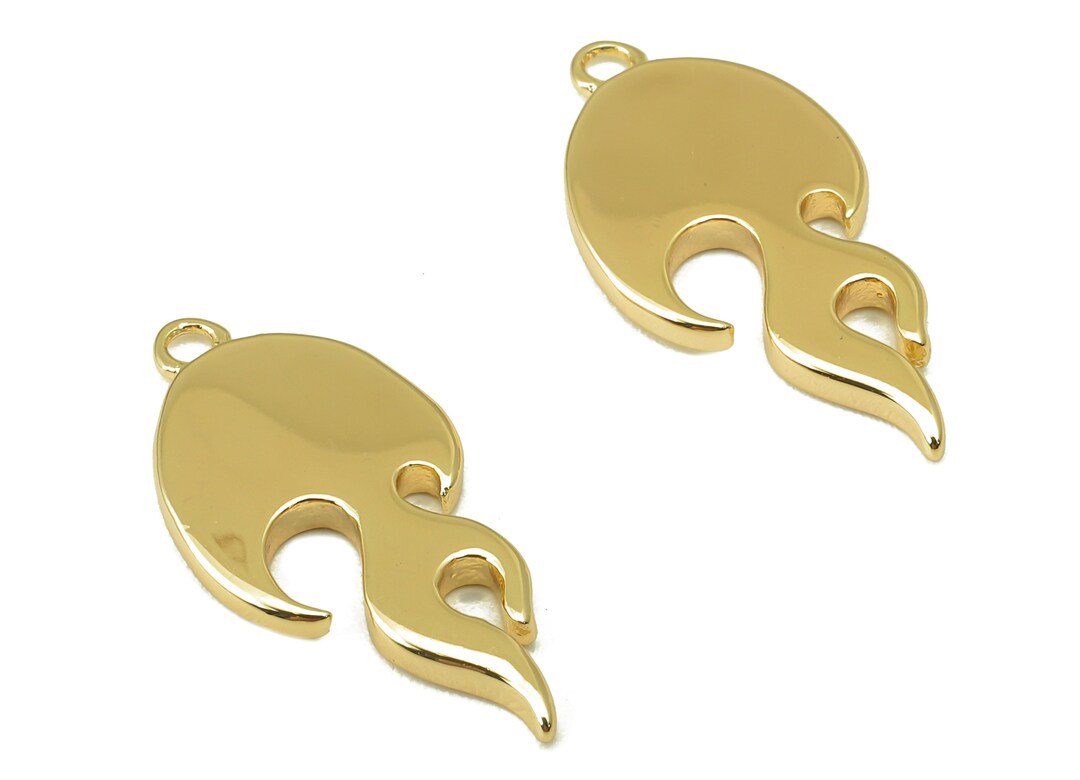 Brass Textured Flame Pendant Brass Fireball Earring Charm Burn Earring ...